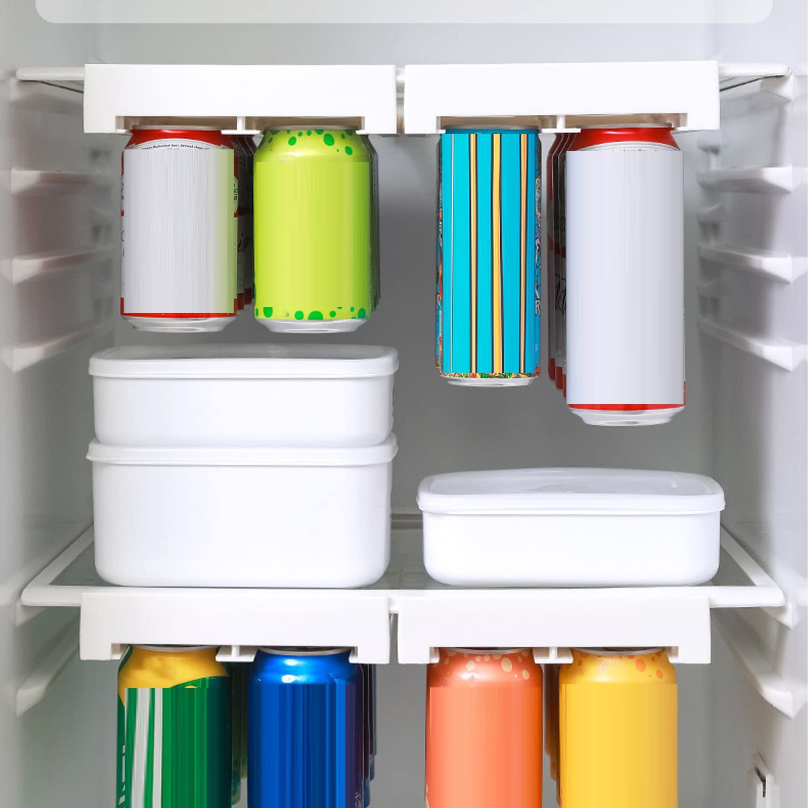 Yuehuamech Refrigerator Drink Storage Shelf Soda Can Organizer Rack Fridge Beverage Hanging Holder Can Dispenser Holder Fridge Storage Sliding Rack for Cupboard Fridge