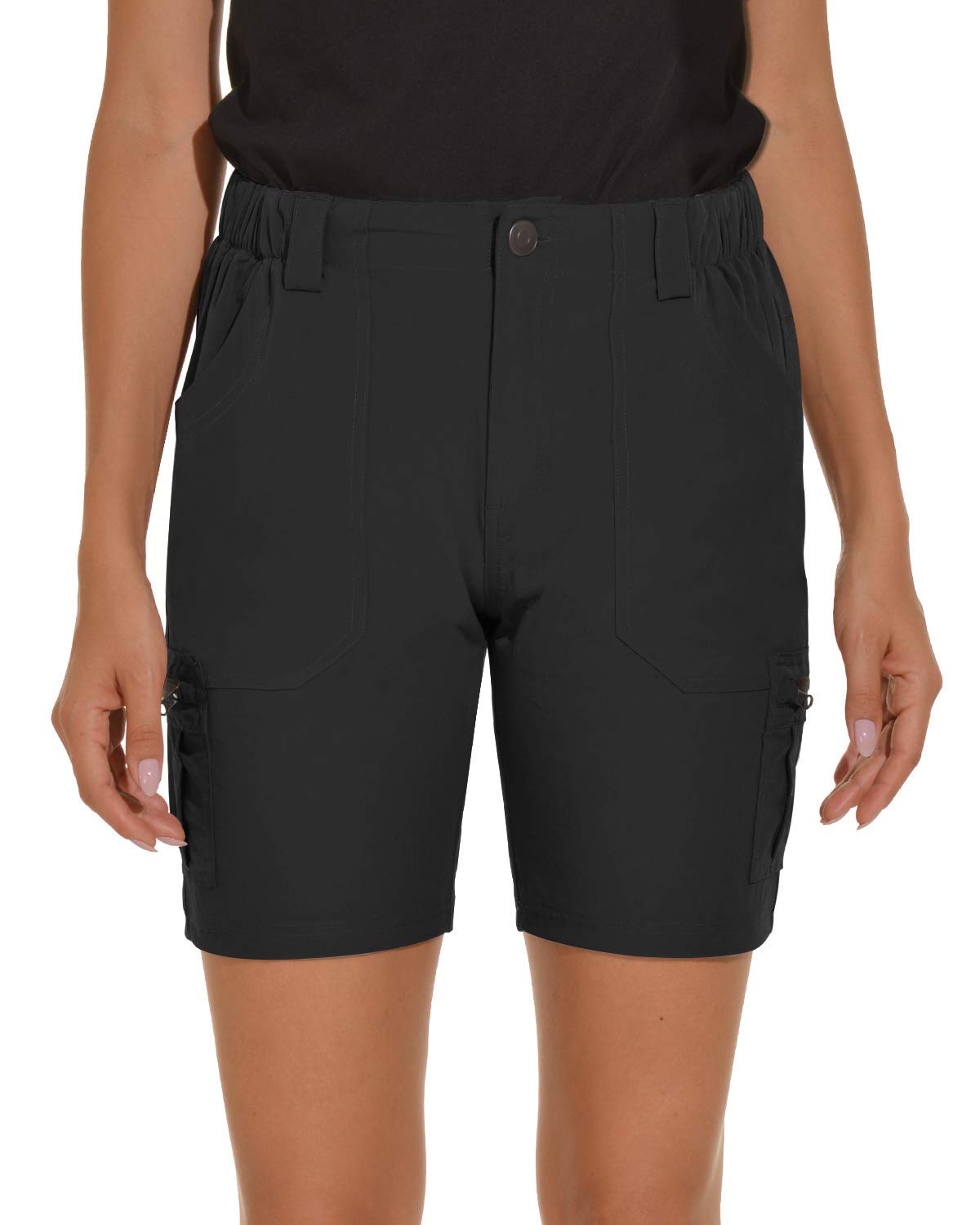VAYAGER Women's Hiking Cargo Shorts Quick Dry Lightweight Stretch Shorts Golf Fishing Outdoor Casual Shorts Black X-Large