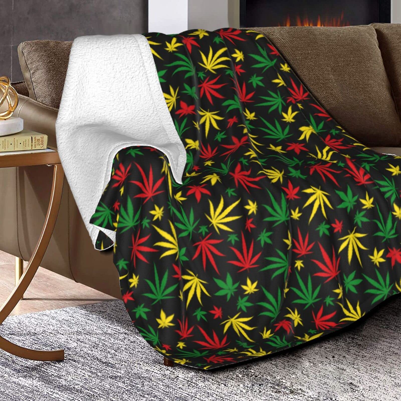 Weed Marijuana Smoker Fleece Throw Blankets King Size Bed Lamb Throw Blankets 50"X40" for Beding Boho