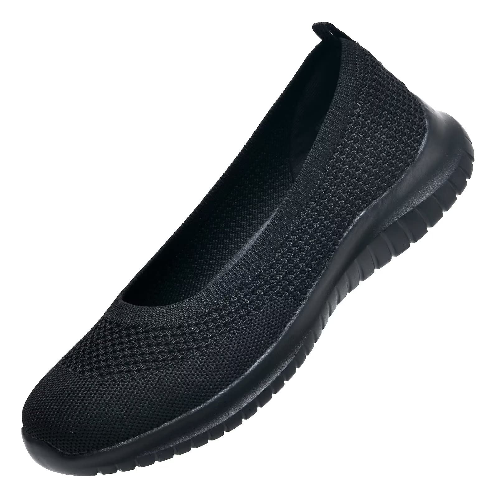 Zuwoigo Women’s Slip-On Walking Shoes Lightweight & Comfortable Casual Loafers Breathable Sneakers 7 B(M) US All Black