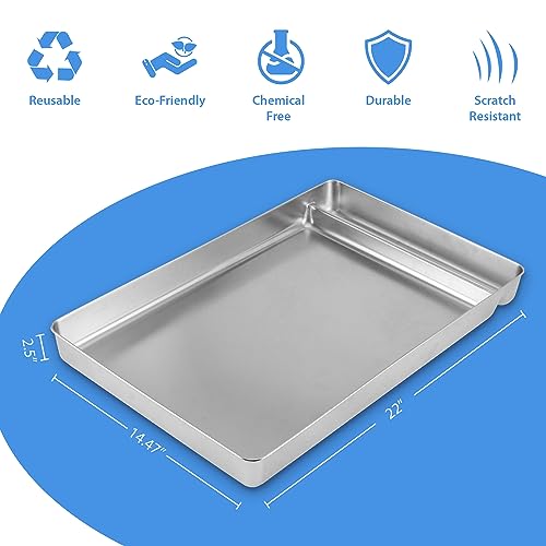 Stainless Steel Reusable Litter Tray Compatible with Petsafe Scoop-Free Self-Cleaning Cat Litter Boxes - Never Absorbs Odor, Stains, or Rusts (Stainless Steel Litter Tray)