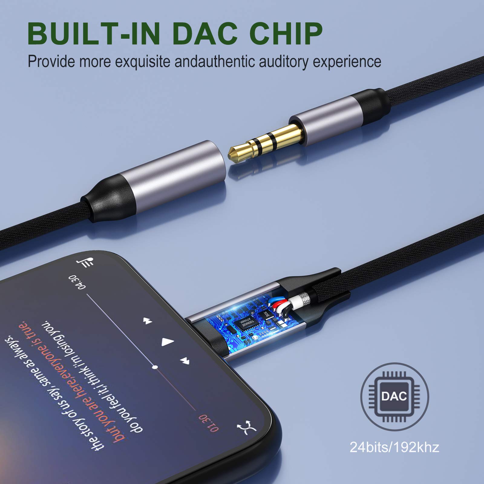 USB-C to 3.5mm DAC Audio Adapter - 3.3ft Aux Cable & Headphone Jack for Google Pixel 7/6/5/4/3/2 XL, Samsung Galaxy S23/S22/S21/S20 FE Ultra, Note 20/10, S9/S8 & More - Car & Home Compatible
