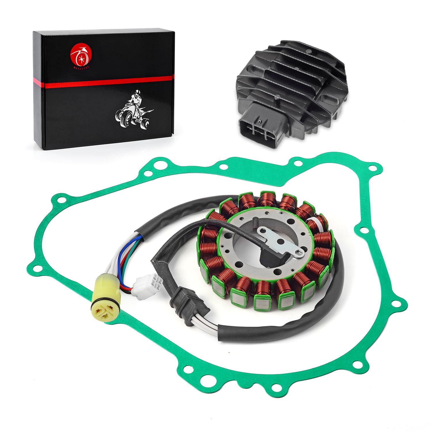 Stator & Regulator Rectifier W/Gasket For Yamaha Wolverine Rhino 450 Kodiak 400 450 Grizzly 400 450