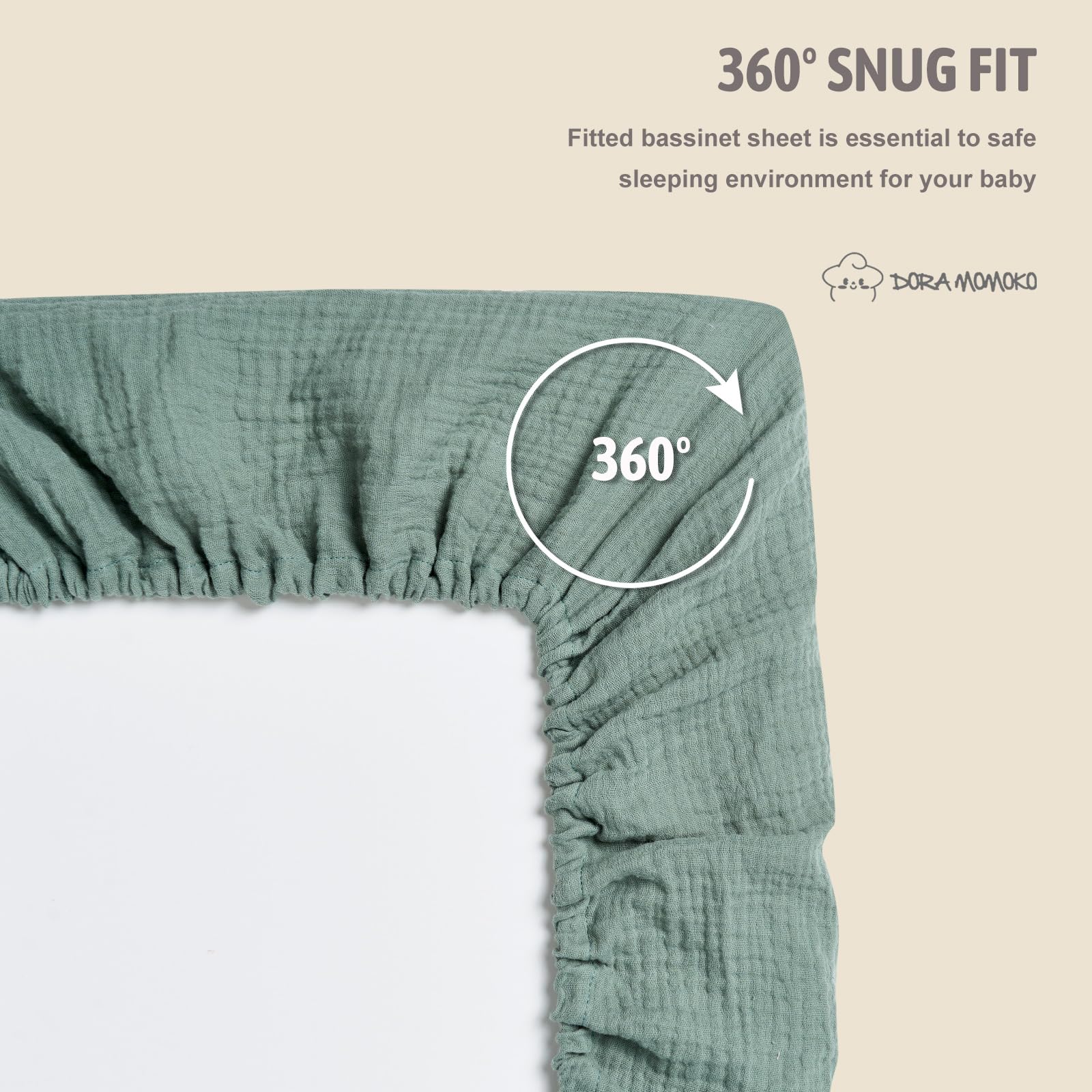 Stretchy Baby Muslin Fitted Bassinet Sheet for Oval Hourglass Rectangular Pad Universal Cotton Bassinet Mattress Sheets, Stylish Soft Mattress Cover for Baby Bassinet Mini Crib Sheets 2 Pack