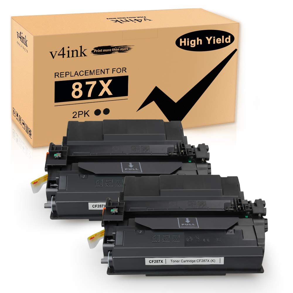 V4INK Compatible Toner Cartridge Replacement for HP 87X CF287X Toner for use in HP Laser jet Pro M501 M506 M527 M501dn M501n M506dn M506n M506x M527f M527dn Printer, 2 Packs high yield-18,000 Pages
