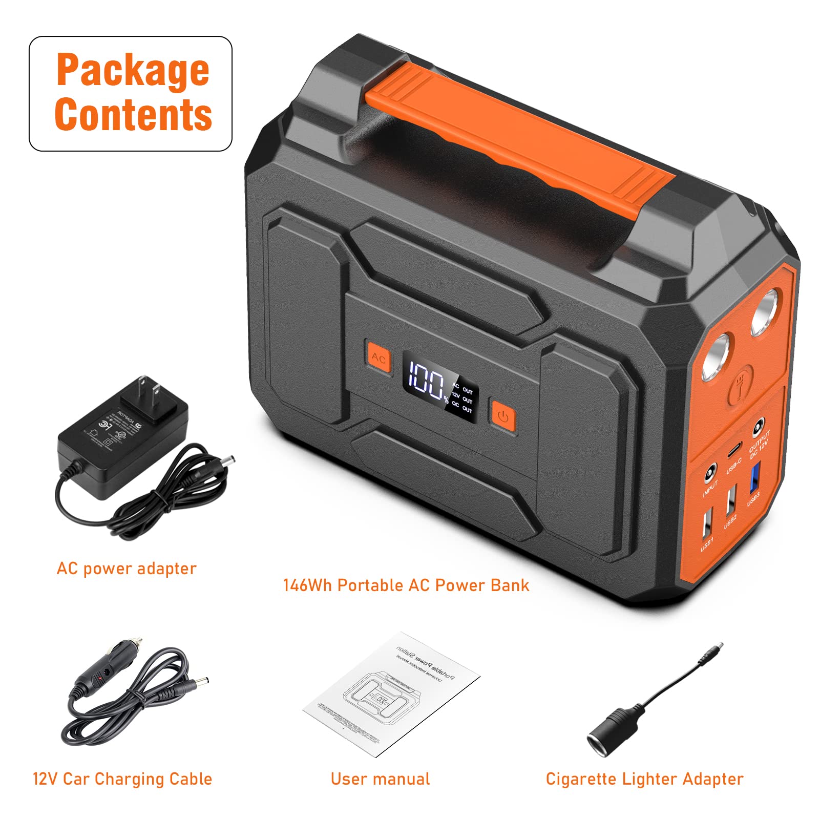 ZeroKor Portable Solar Panel 60W and Portable Power Station 100W, Portable Laptop Charger with AC Outlet for Home Use Tent Camping