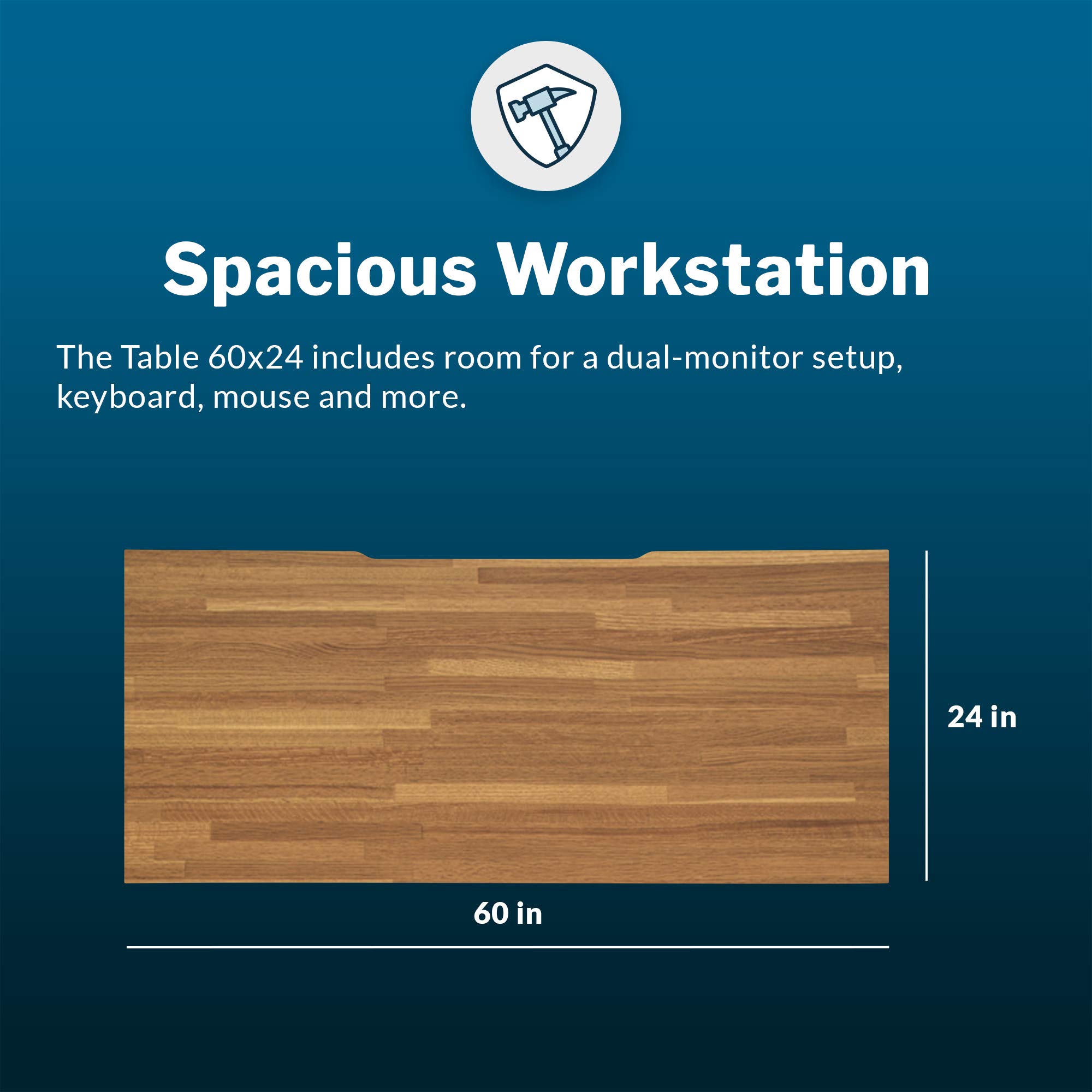 Vari Table 60x24 - Computer Desk with Durable Finish & Built-in Cable Management Tray - Modern Computer Furniture Table for Work or Home Office - Stand-Alone Workstation or Side Table (Butcher Block)