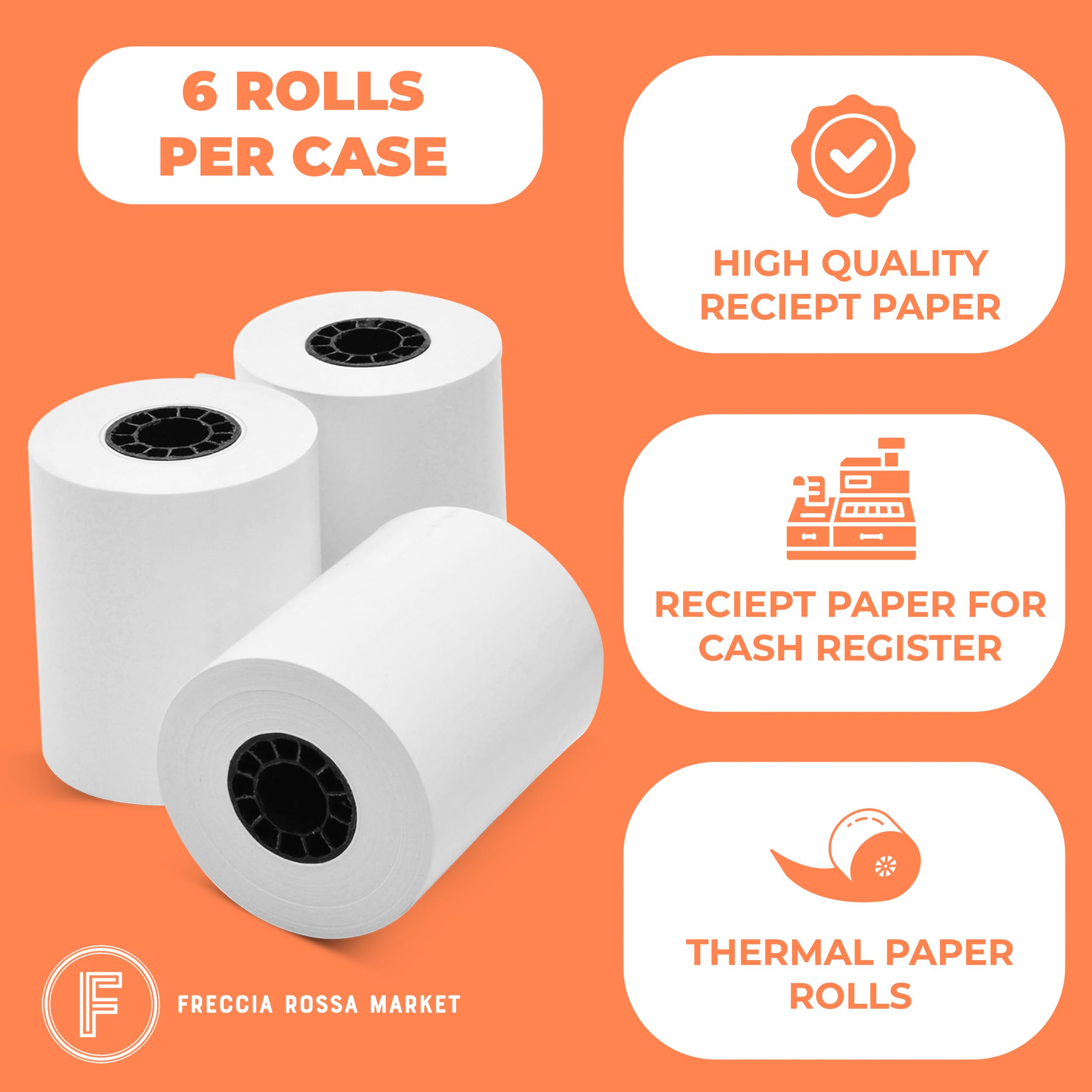 Thermal Cash Register Tape Paper Roll POS Receipt Paper 2 1/4" X 165' (57 mm) Adding Machine Compatible with Popular Models like Epson, Clover Flex, Ingenico Desk 3500, Verifone Omni, Casio 32 Rolls