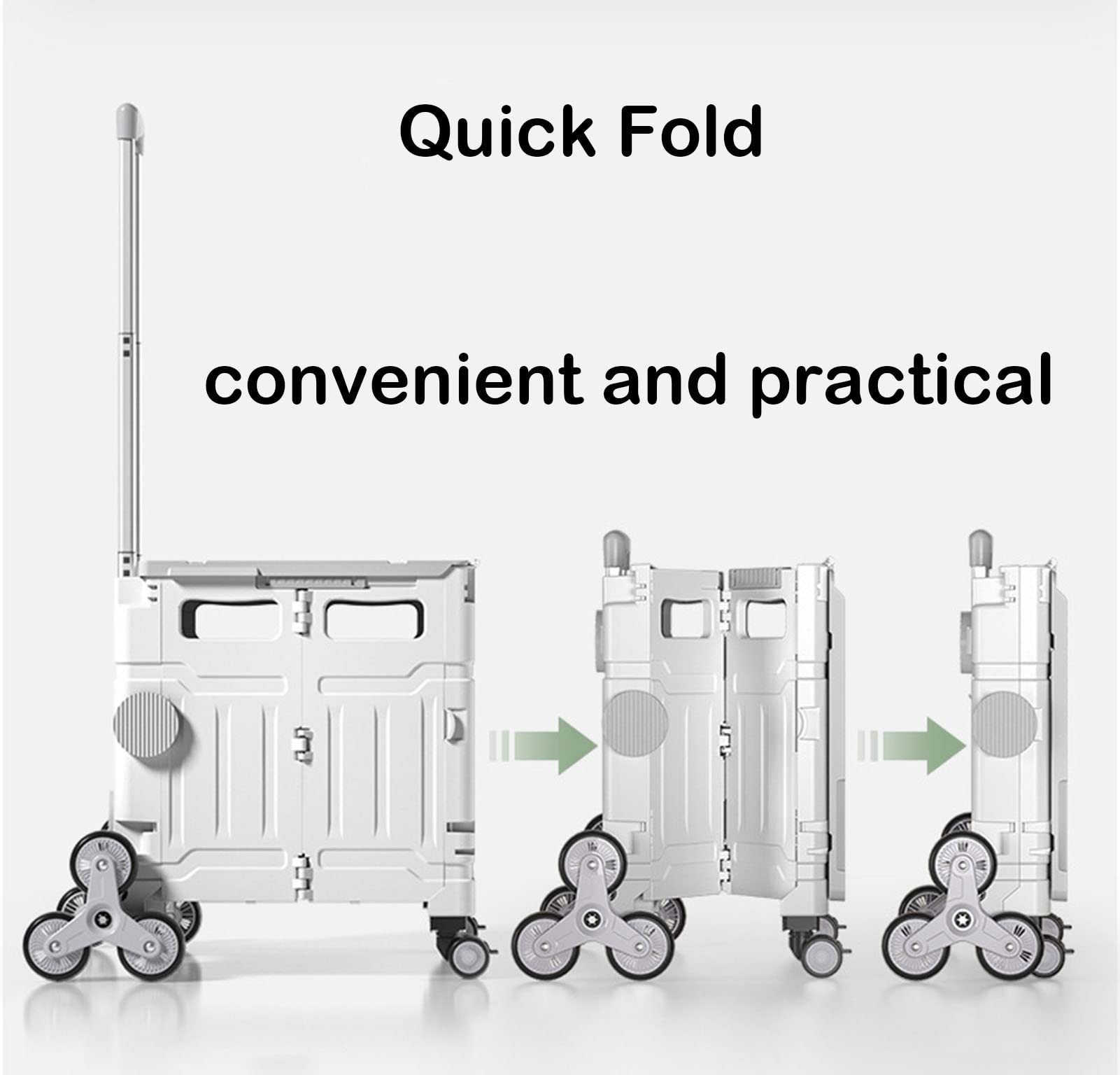 VEERJI Foldable Shopping Trolley,Collapsible Utility Cart Foldable Rolling Pull Cart with Telescopic Handle Collapsible Storage Crate with Wheels (Size : A Wheel)