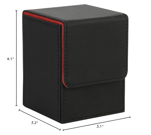 Venssu Card Deck Box,Vertical Card Deck Case,Card Storage,Commander deck box, Trading card box, Fit 115 Plus Sleeved Cards Compatible with board game MTG TCG CCG with dividers(Black&Red)