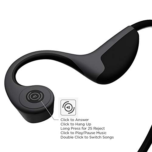 Vibez Bone Conduction Headphones Portable Open Ear Headset Wireless Bluetooth 5.0 Connectivity Sweat Resistant Sports Earphones with Microphone Volume Control for Running Hiking Driving Bicycling Grey