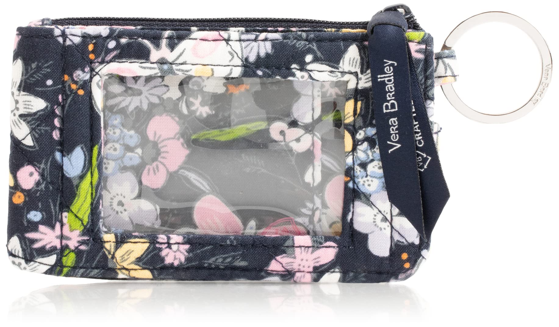 Vera Bradley Women's Cotton Deluxe Zip ID Case Wallet With RFID Protection, Sunlit Garden Sage - Recycled Cotton, One Size