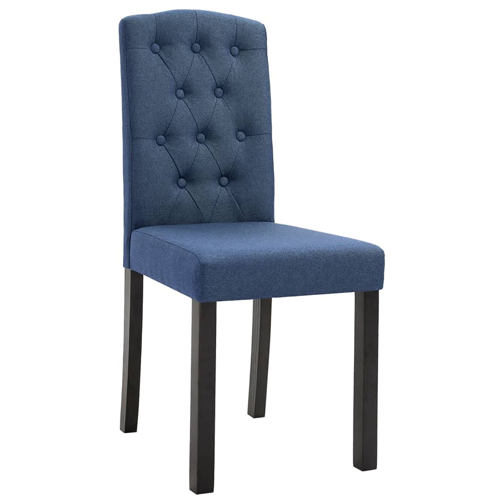 vidaXL Dining Chairs 4 Pcs, Side Chair with Solid Wood Legs, Upholstered Fabric Accent Chair for Home Kitchen Living Room, Blue Fabric