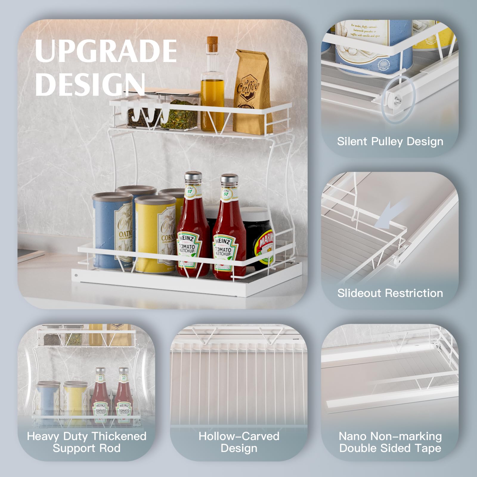 VERIFOST Under Sink Organizer, 2 Tier Under Sink Organizers and Storage, L Shaped Under Sink Pull Out Shelf Organizer, Multi-use Under Sink Storage for Kitchen Bathroom Cabinet, Black
