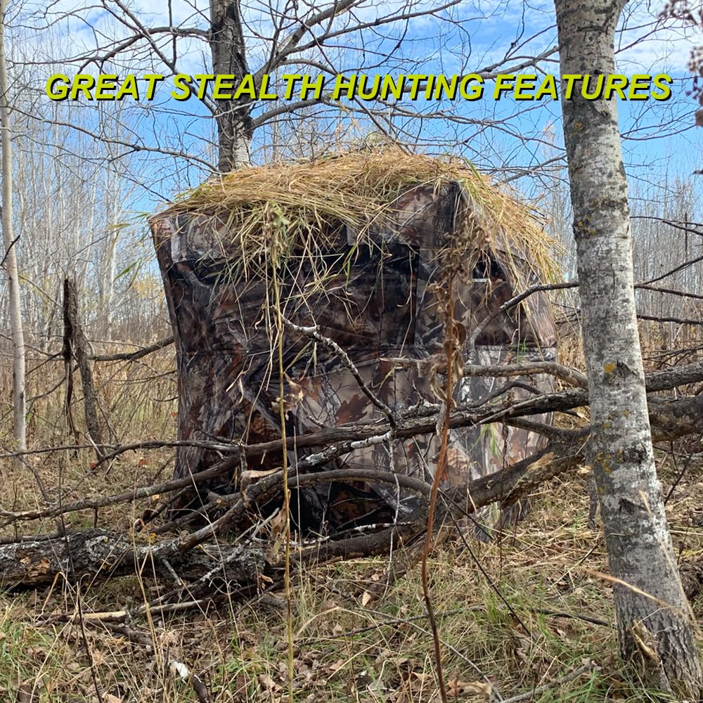 THUNDERBAY SPUR Collector 2 Person Hunting Blind, Portable Ground Blind with Silent Sliding Window, Portable Durable Hunting Tent for Deer & Turkey Hunting, JXJ Camo