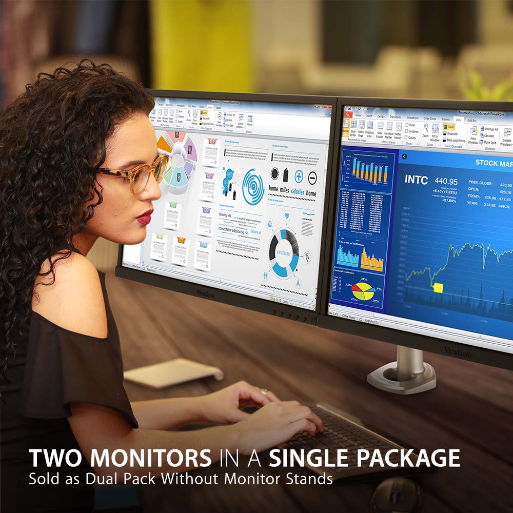 ViewSonic VG2448_H2 24 Inch Dual Pack Head-Only IPS 1080p Monitors with HDMI DisplayPort USB and 40 Degree Tilt for Home and Office (Renewed)