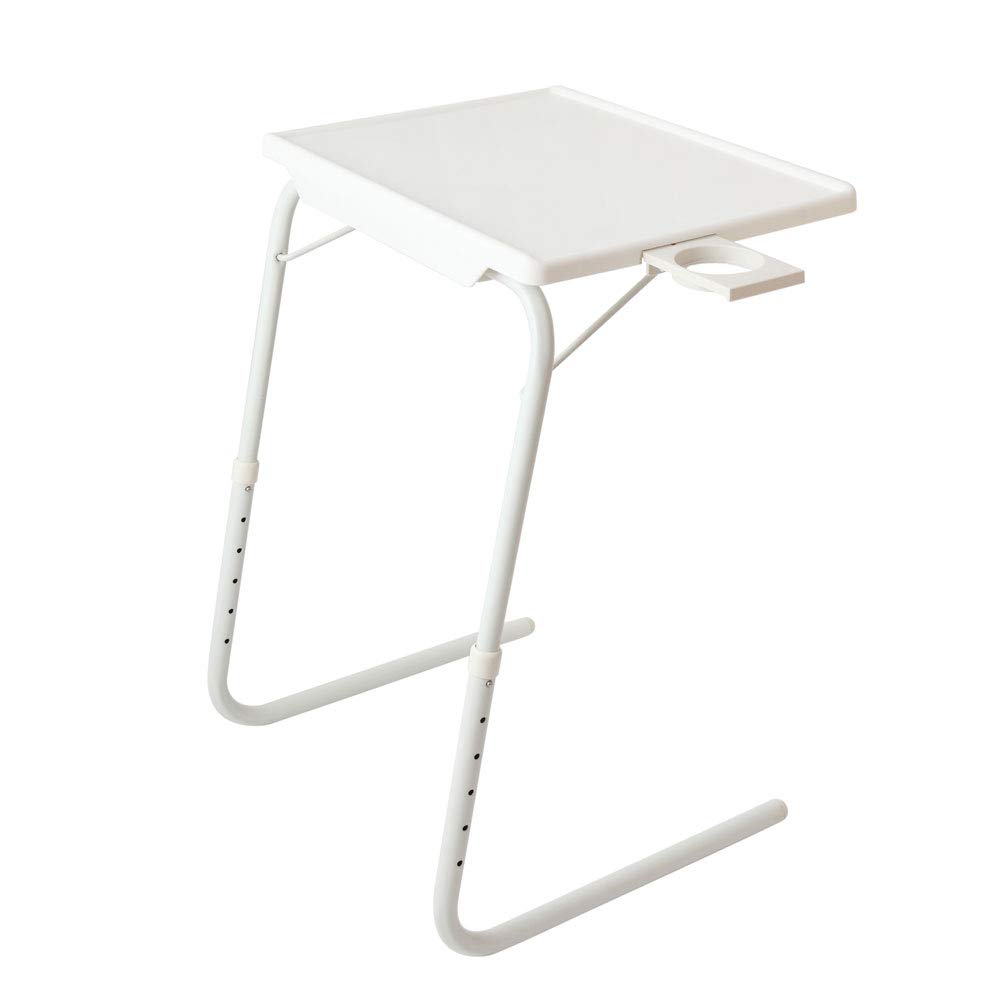 Table Mate II TV Tray Table - Folding TV Dinner Table, Couch Table Trays for Eating Snack Food, Stowaway Laptop Stand, Portable Bed Dinner Tray - Adjustable TV Table with 3 Angles, Cup Holder, White