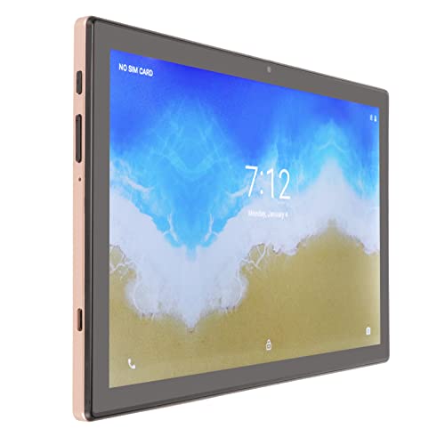 Zyyini Octa Core Tablet, Gold 8GB RAM 128GB ROM 100‑240V 10.1 Inch HD Tablet 5G WiFi 8MP Front 13MP Rear Camera for Working (US Plug)