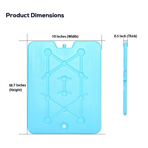 Tapleap XL Large Ice Packs for Coolers - Slim Freezer Packs for Camping- Long Lasting Reusable Dry Ice Blocks, 13 x 10 x 0.5 inch, Quick Freeze - Set of 4