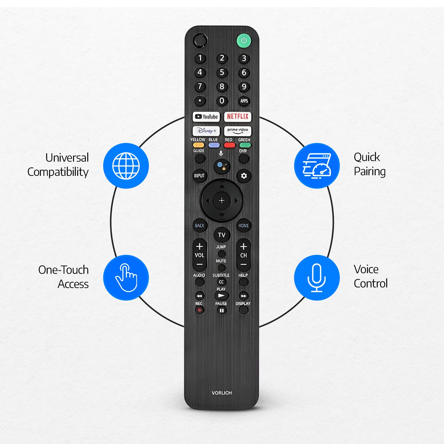 Vorlich® Sony Universal Remote with Voice Control RMF-TX520U, Replacement Sony TV Remote - 1 Year Warranty Included