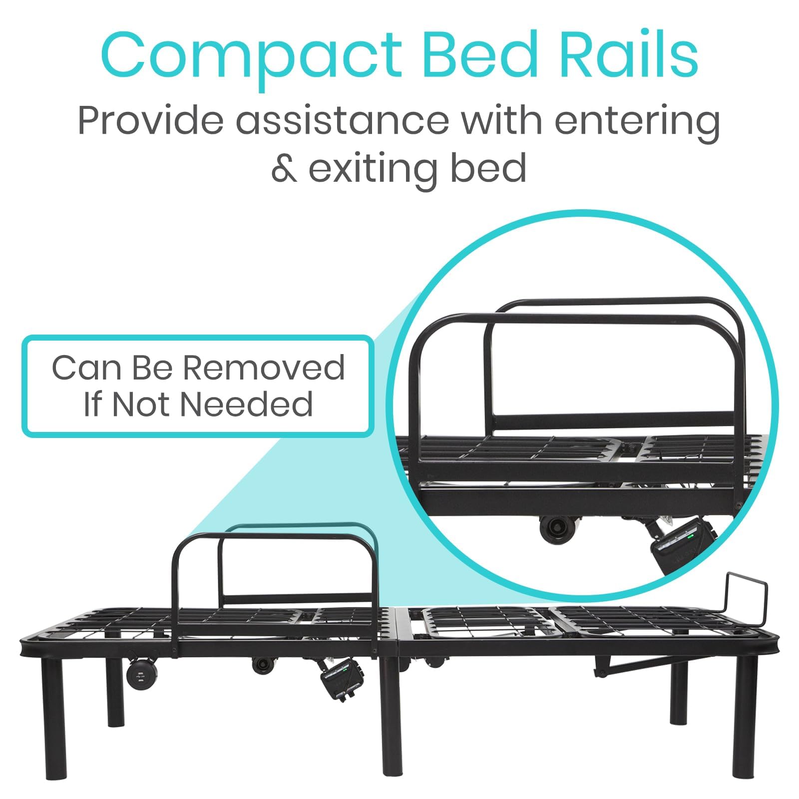 Vive Adjustable Bed Base Frame (Twin) - Electric Heavy Duty Metal Platform Bed Frame with Adjustable Base for Hospital Mattress - Remote for Head, Leg & Foot Incline - Dual USB Ports - Easy Assembly