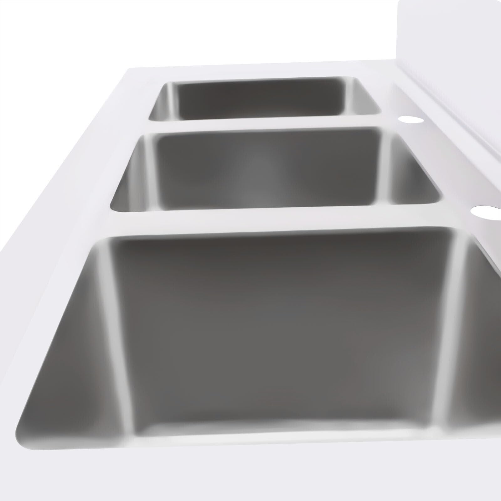 TFCFL Utility Commercial Stainless Steel Sink with 3 Drains Wash Basin for Catering Kitchen Catering Sink Commercial Stainless Steel Sink Wash Basin w/ 3 Deep Sinks