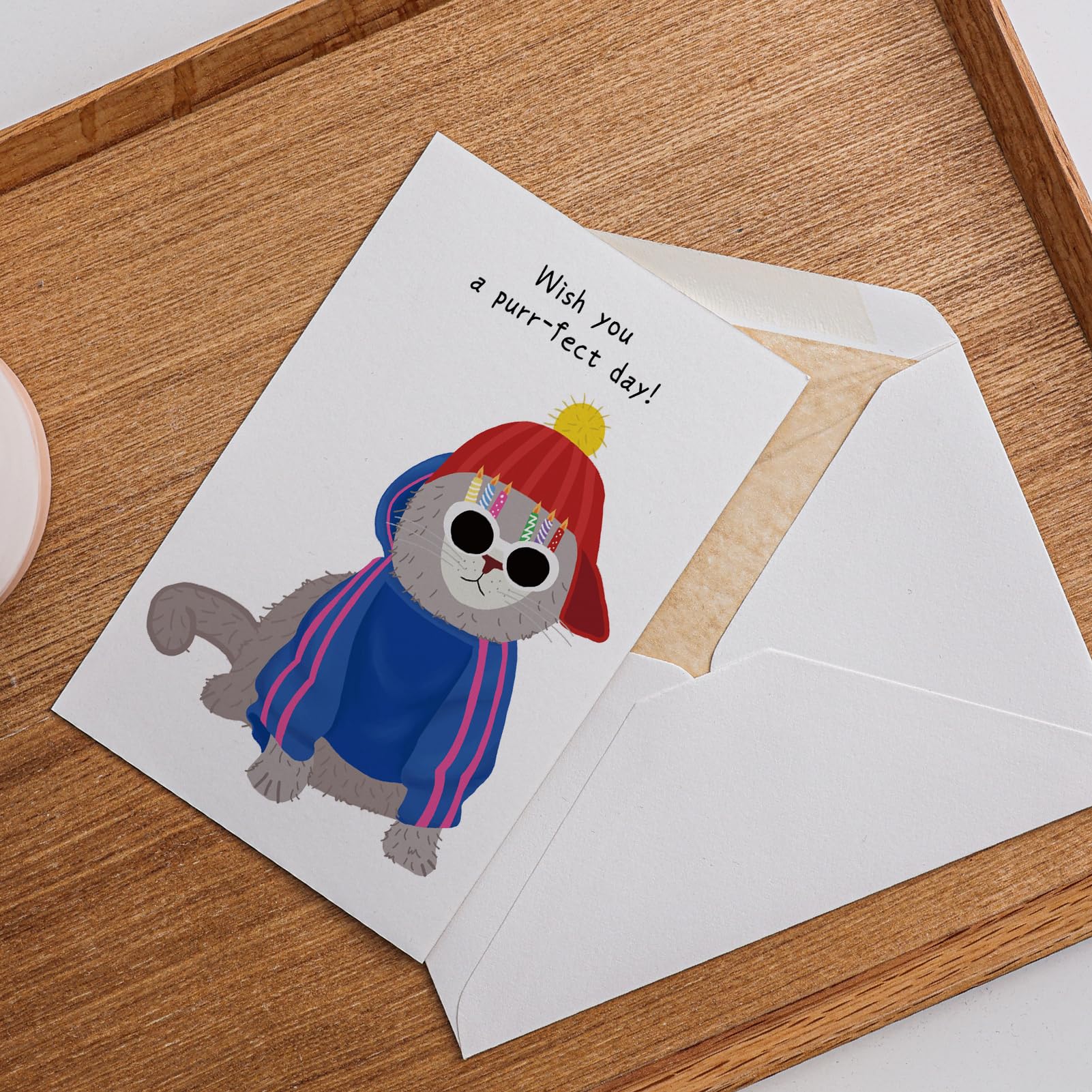 The Gimmo's Tale Cute Card for Cat Lover with PAWS - (Envelopes, Stickers Included)
