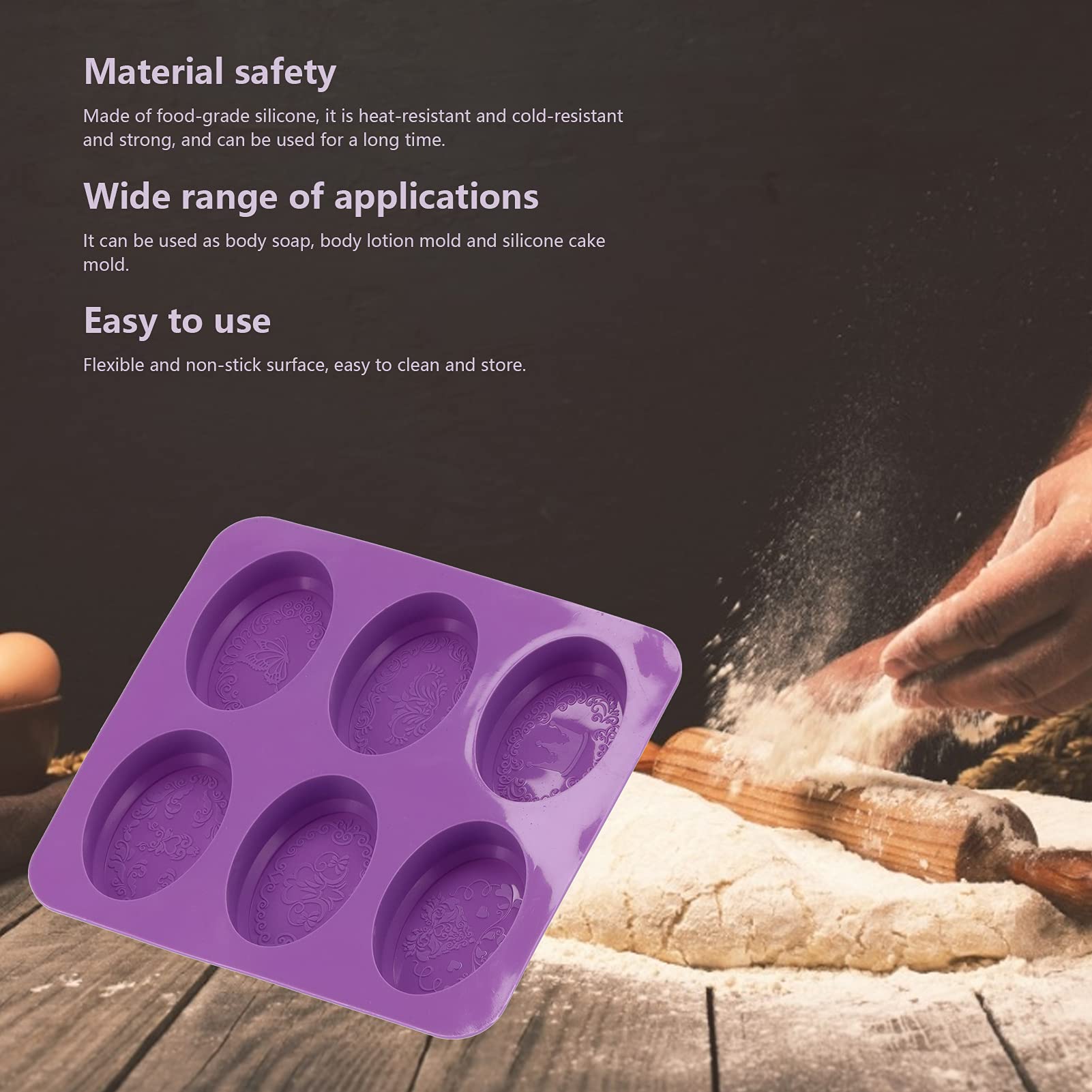 VTOSEN 6-Grid Originality Mold Silicone Hand Made Soap Cake Mold for Home Bakery, Versatile and Durable Mold for Creative Bakery Supplies(Oval Crown)