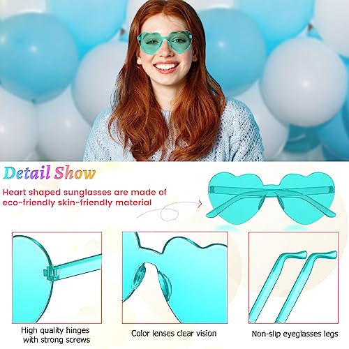 RTBOFY 2 Pack Heart Sunglasses for Women Rimless Heart Shaped Glasses Bulk Party Favor Fun Decorations