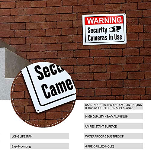 Warning Security Cameras In Use,Video Surveillance Sign,10x14 Inch Rust Free Thick 30-mil Aluminum,UV Ink Printing,Indoor or Outdoor Use for Home Business CCTV Security Camera