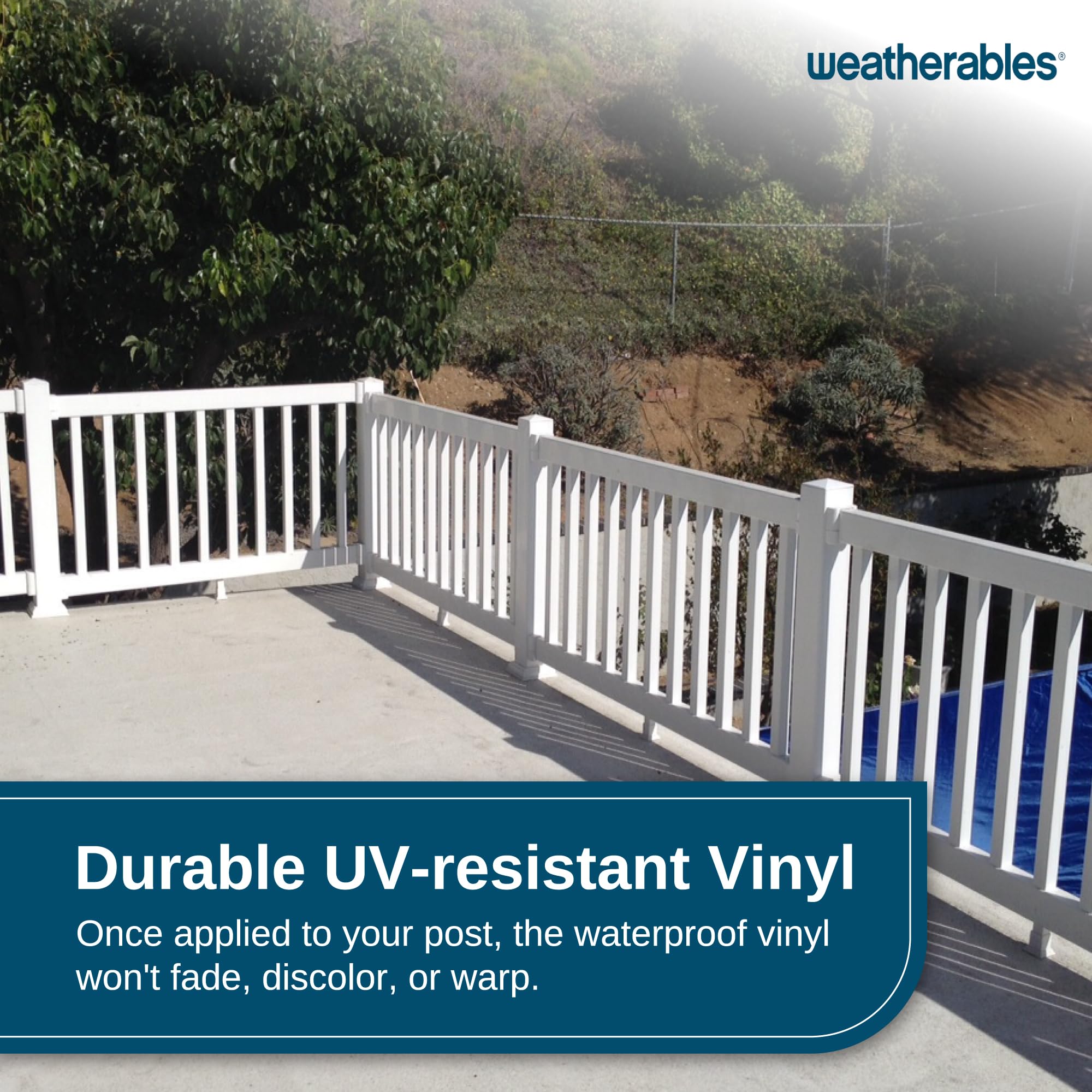 Weatherables 4x4 Post Sleeve β Weatherproof Premium Outdoor Vinyl Post Cover for Lasting Durability and Easy Installation on Decks, Patios, Porches or Mailbox Posts (4"x4"x48", White)