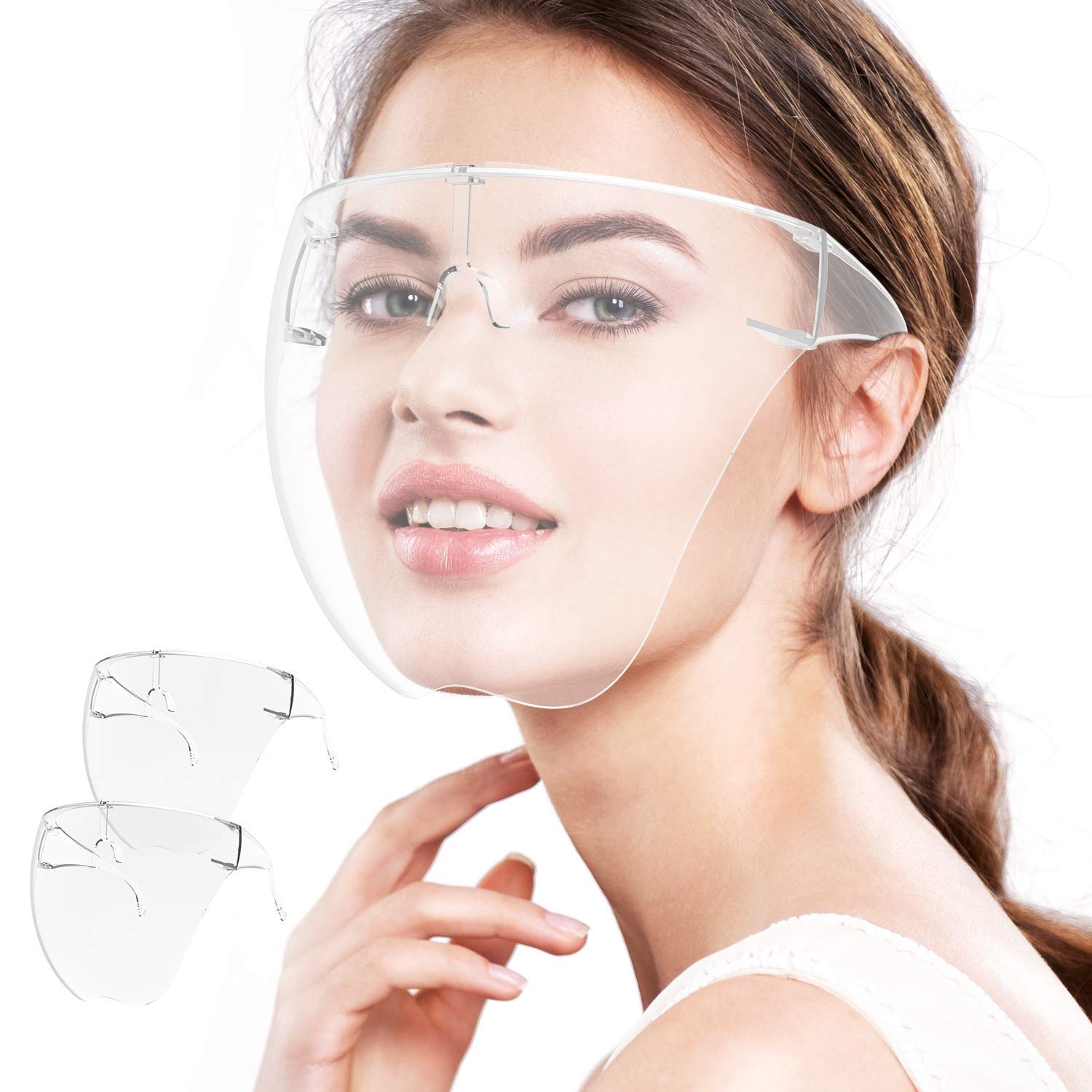 Wattne Face Shield, Clear Safety Face Shields with Frame Detachable Full Face Protective Reusable Goggle Shield Anti-spitting Fog & Scratch Resistant Suitable for Indoor and Outdoor Activities