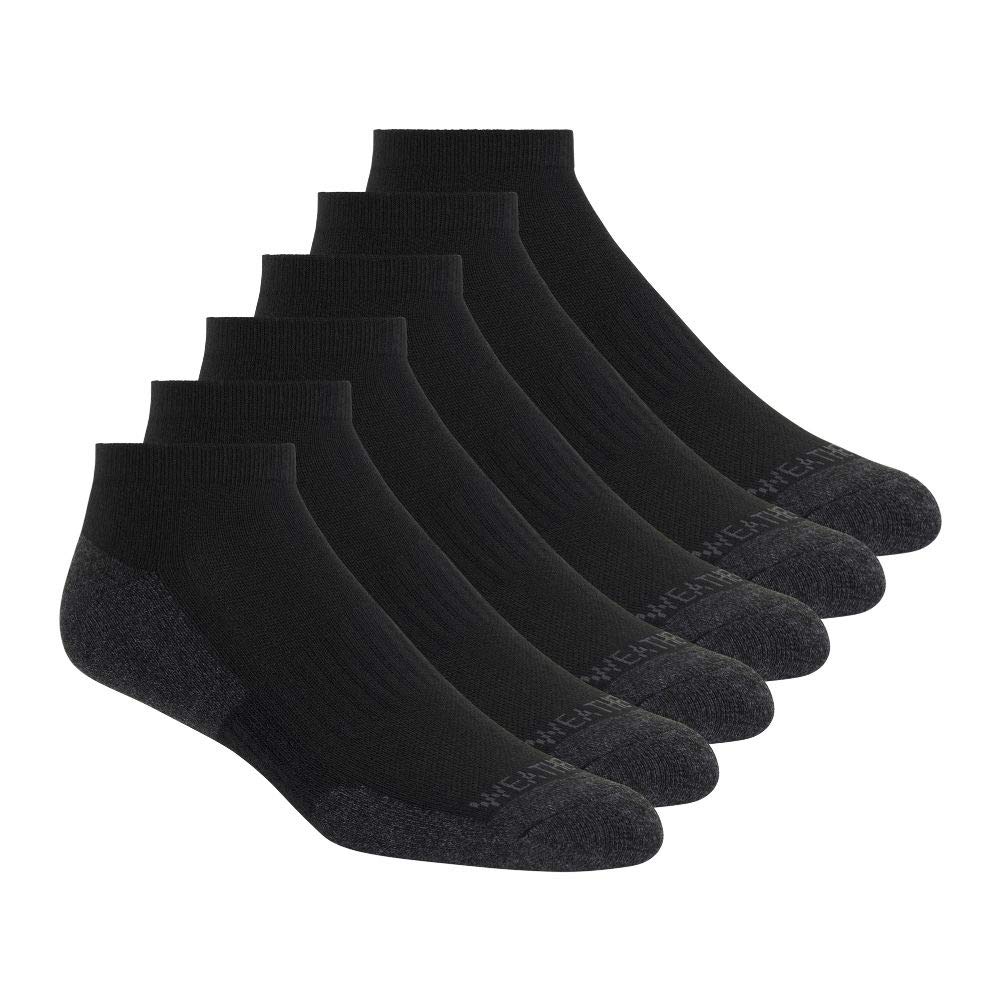 Weatherproof mens 6 Pack Low Cut Hiking Socks, Black/Gray, 10 13 US