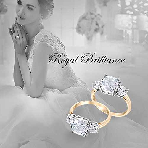 Samie Collection 3 Stone CZ Engagement Ring for Women Inspired by Royal Wedding in Gold Plating, Size 9
