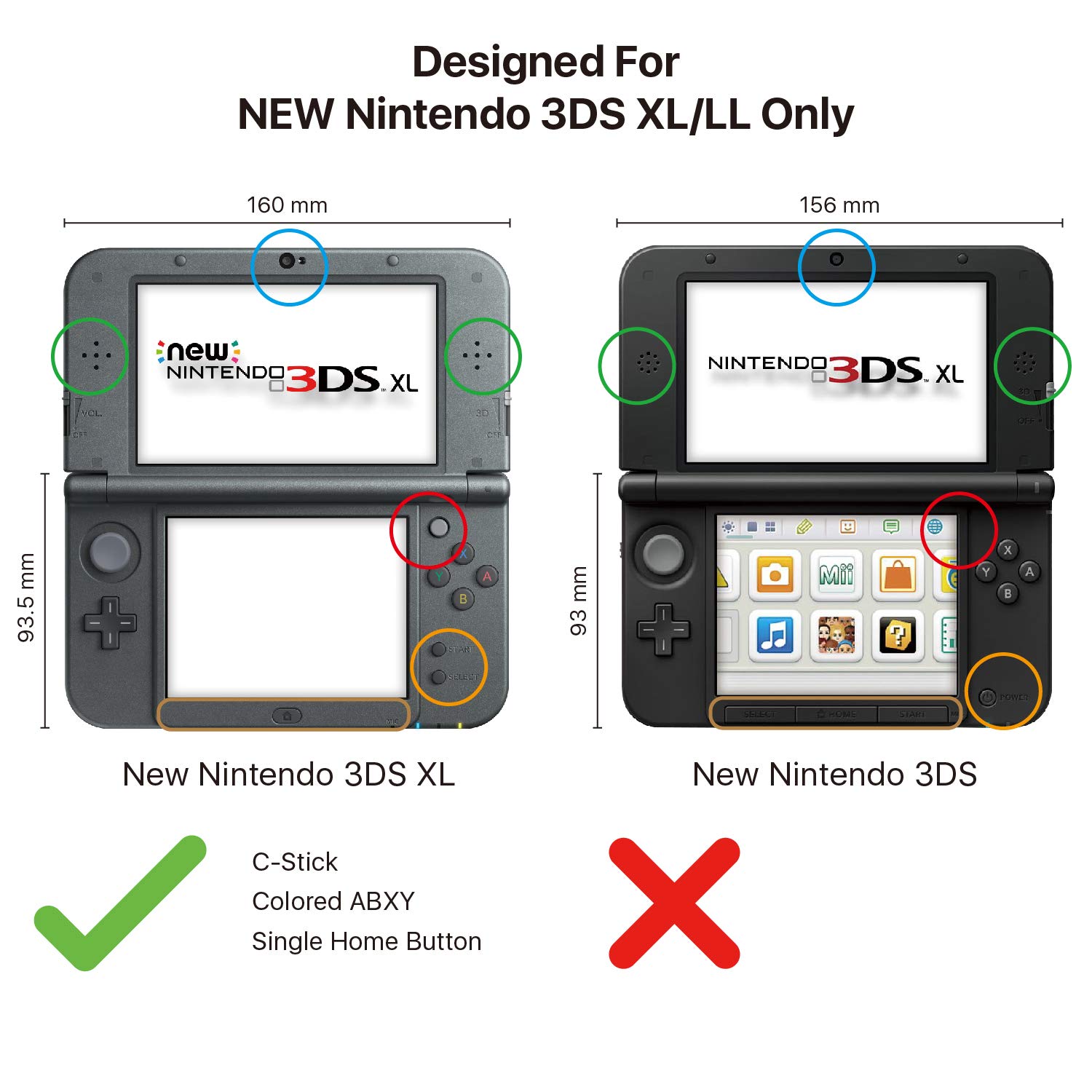 TNP Case Compatible with [ NEW Nintendo 3DS XL LL 2015 ] - Ultra Clear Crystal Transparent Hard Shell Protective Case Cover Skin for New Nintendo 3DS XL / 3DS LL 2015 [New Modified Hinge-less Design]
