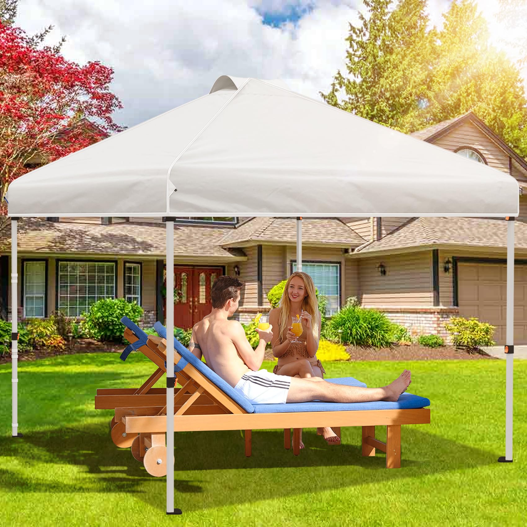 Winkalon 10x10 Pop Up Canopy, Instant Canopy Tent with Removable Sidewalls and Mesh Windows for Vendor Events, Outdoor Craft Show, Farmers Markets-White
