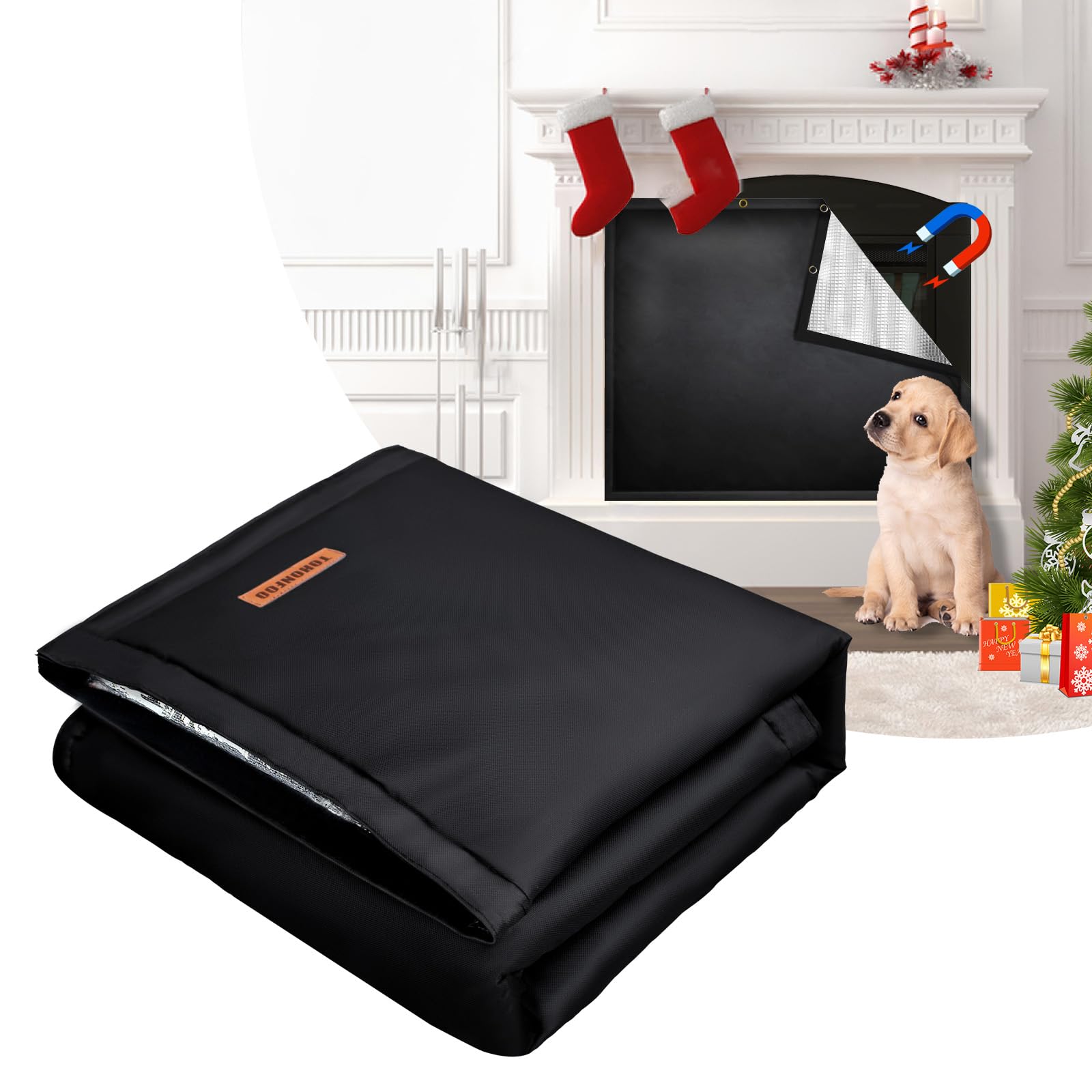 TOHONFOO Magnetic Fireplace Cover - 40 x 36 in Fireplace Screen Cover - Fireplace Draft Stopper Stops Heat Loss- Fireplace Blanket Keep Drafts Out to Save Energy