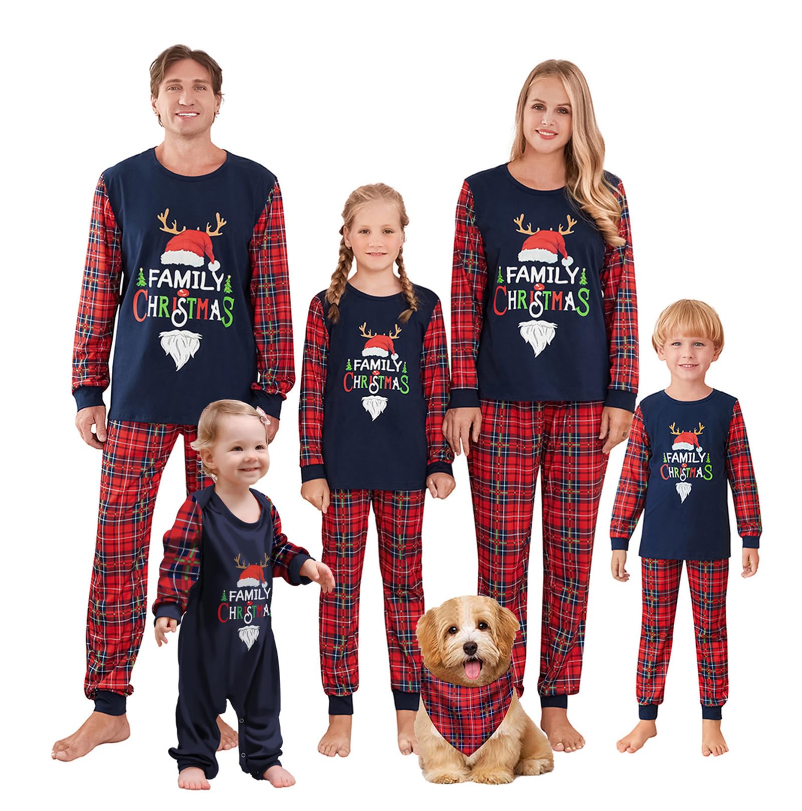 Wobame Christmas Family Pajamas Family Matching Sleepwear Xmas Long Sleeve Jammies Matching Holiday Pajamas(#n-20, Kids, 4 Years)