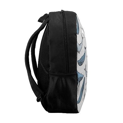 Whale Travel Backpack Casual 17 Inch Large Daypack Shoulder Bag with Adjustable Shoulder Straps