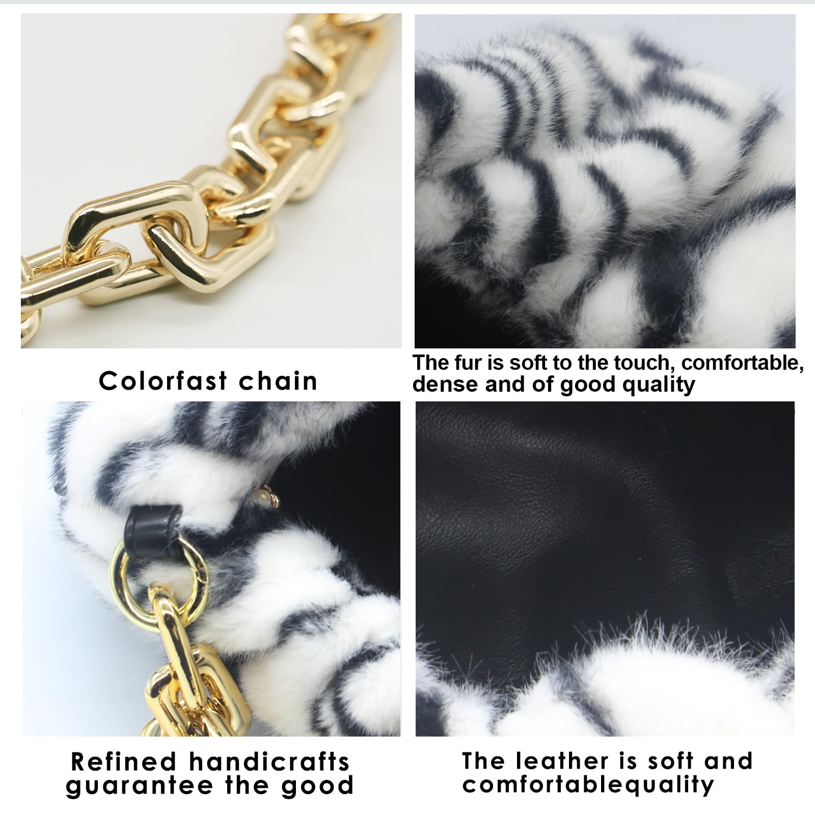 Women Faux Fur Cross body Shoulder Bag Cloud Shape Dumpling Bag Chain Clutch Dupe(Purple)