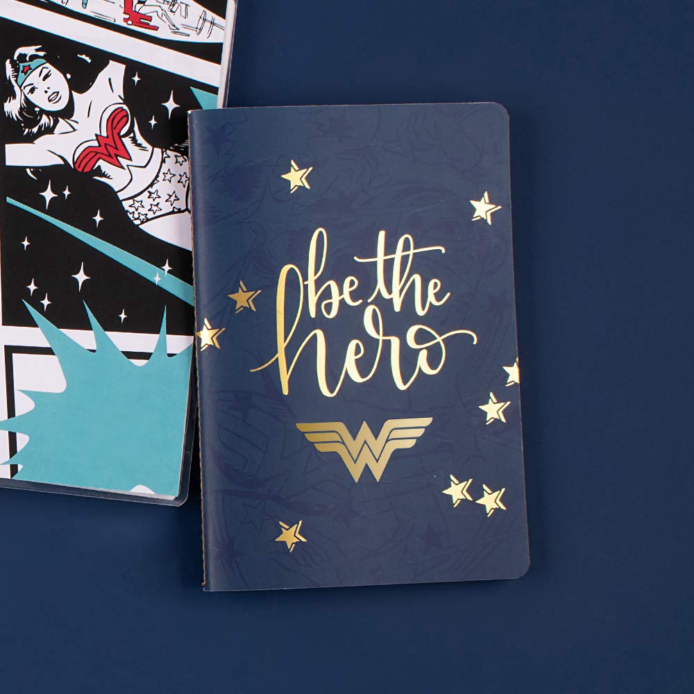 Wonder Woman x Erin Condren (College Ruled Layout) Lined Journal 5.75" x 8.25" - Be The Hero Cover. Great for Taking Notes, Creative Writing, Journaling, and More
