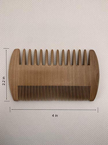 Wooden Beard Combs with Case,Dual Action Fine & Coarse Teeth for Hair and Men's Beard,Handmade Natural Wooden Comb by Alottery