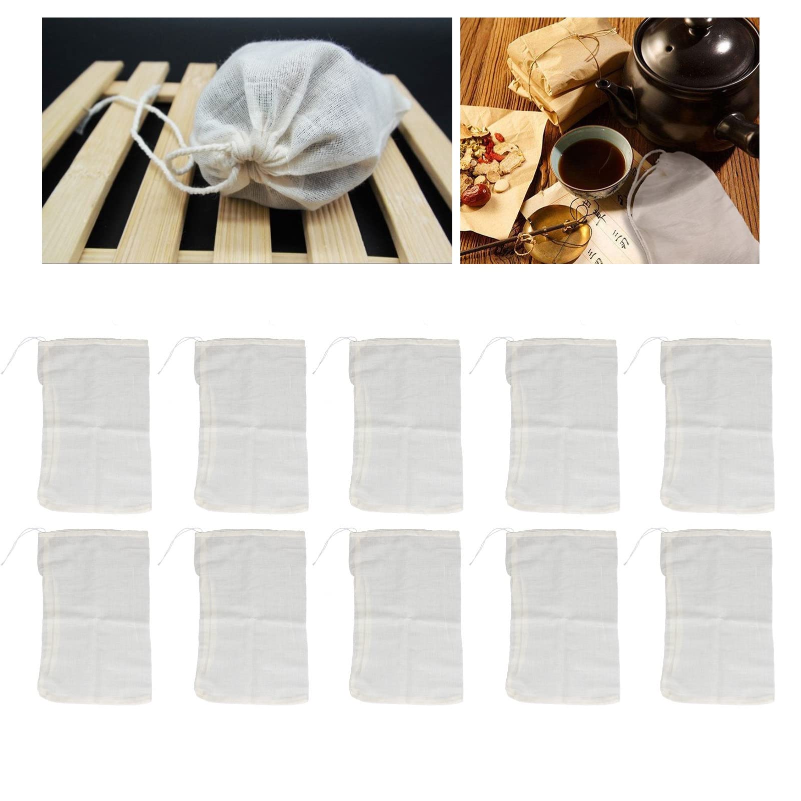 TOTITOM 50PCS 20x30cm Cotton Drawstring Bag Reusable,Muslin Bag Spices Sachet Bag for Household