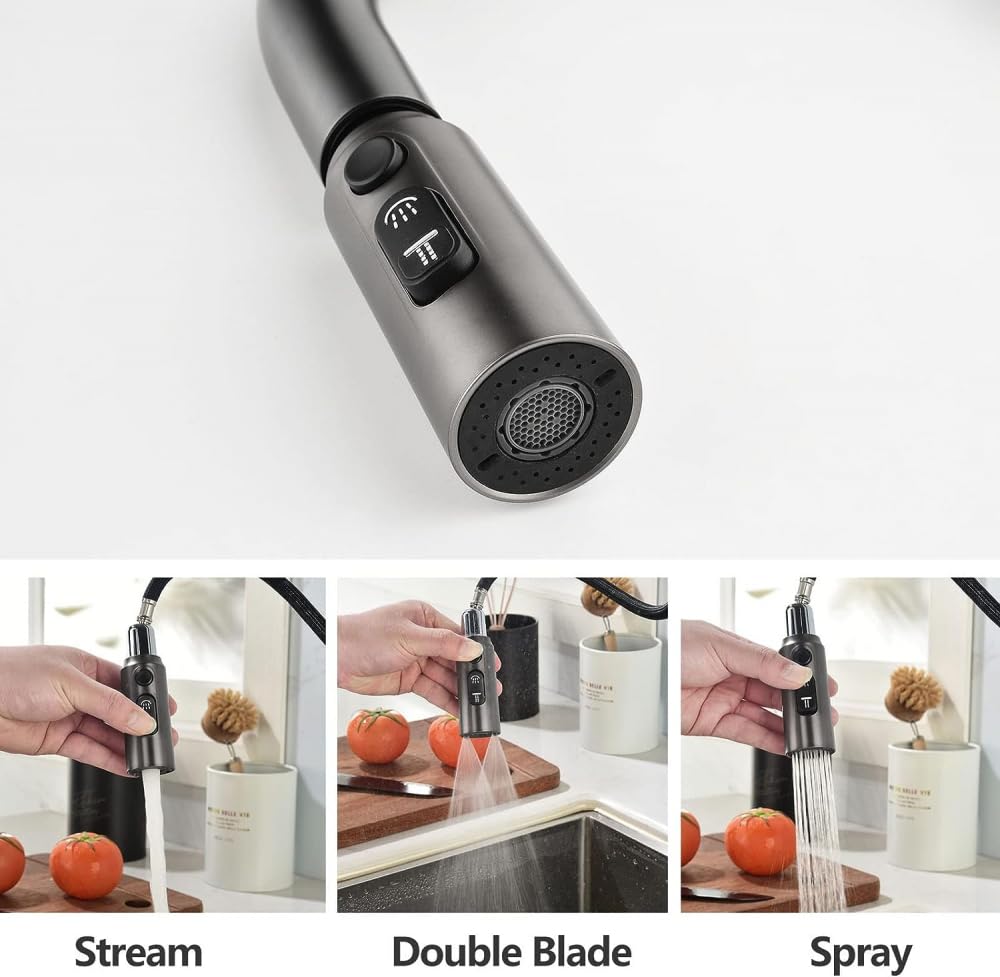 Touchless Kitchen Faucet with Put Down Sprayer, Touch Screen Kitchen Faucet with Temperature Display, Smart Sensor Kitchen Faucet, Brass Kitchen Sink Faucet, Kitchen Mixer Tap-Gray