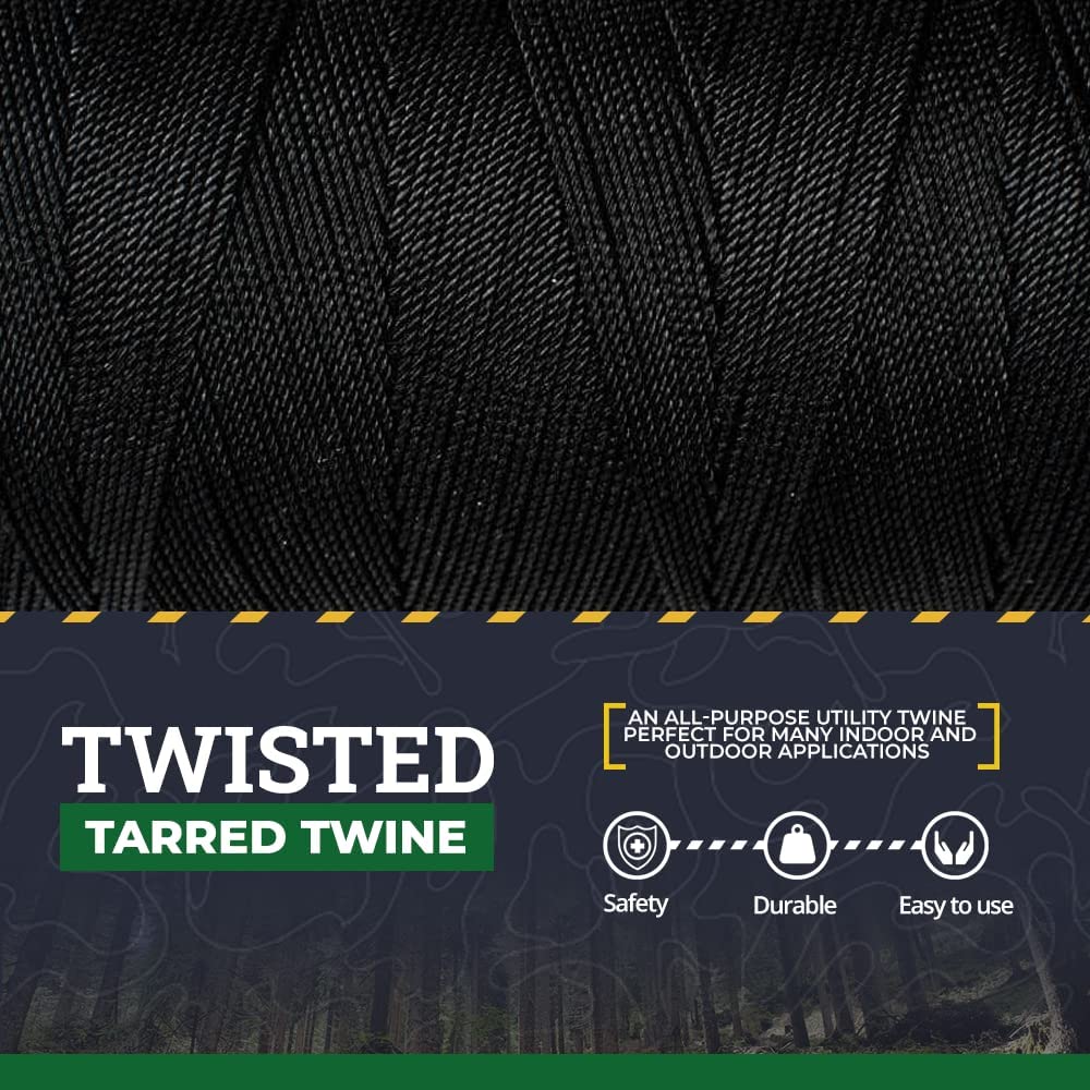 SGT KNOTS Tarred Twine - 100% Nylon Bank Line for Bushcraft, Netting, Gear Bundles, Construction, Lacing Twisted Cord, Weatherproof | #72-1 lb