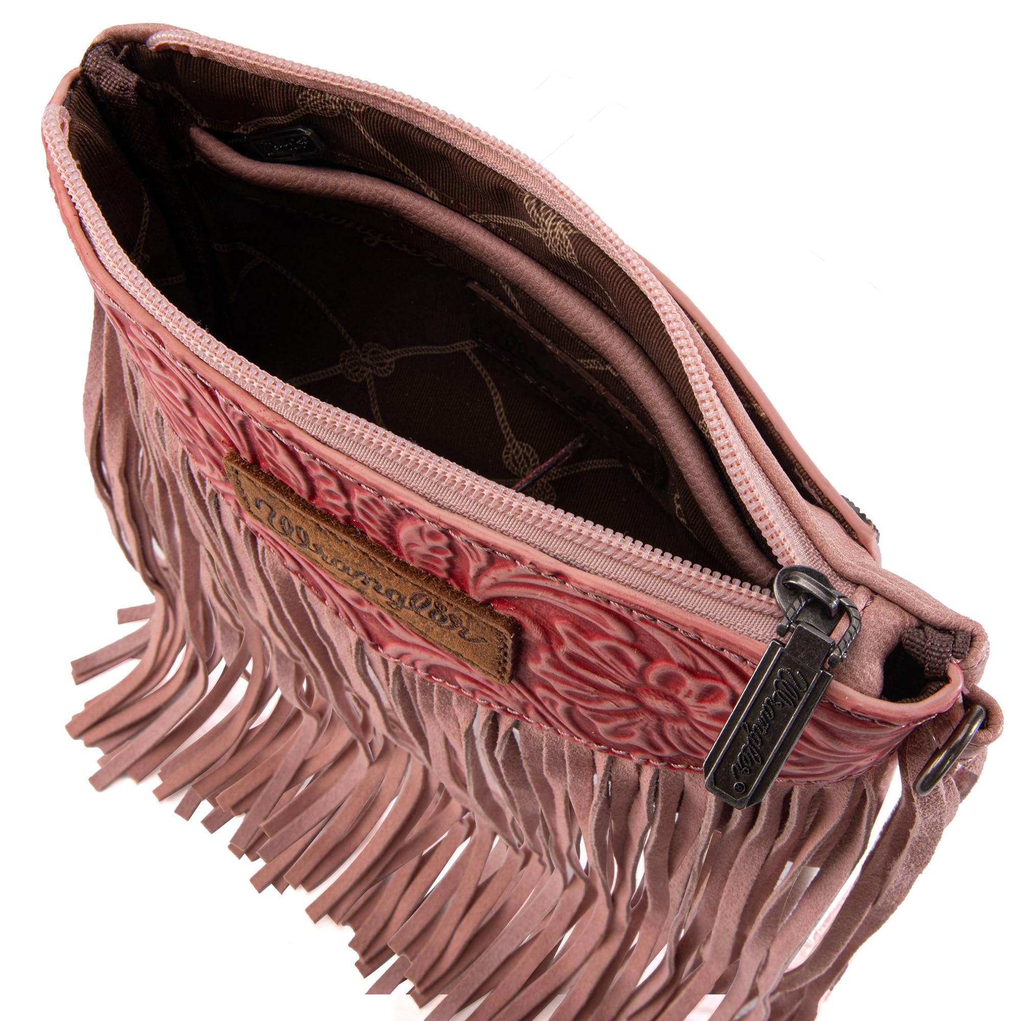 Wrangler Leather Fringe Purse for Women Western Hobo Bag Turquoise Concho Shoulder Handbag Black WG61-918 BK