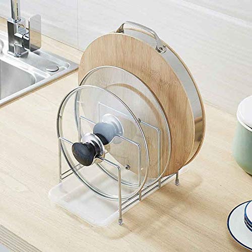 WUDILU Multi-Layer Kitchen Shelf Pot Lid Rack Organizer Stand for Lids Pan & Cutting Board Holder Storage Stainless Steel Dish Rack