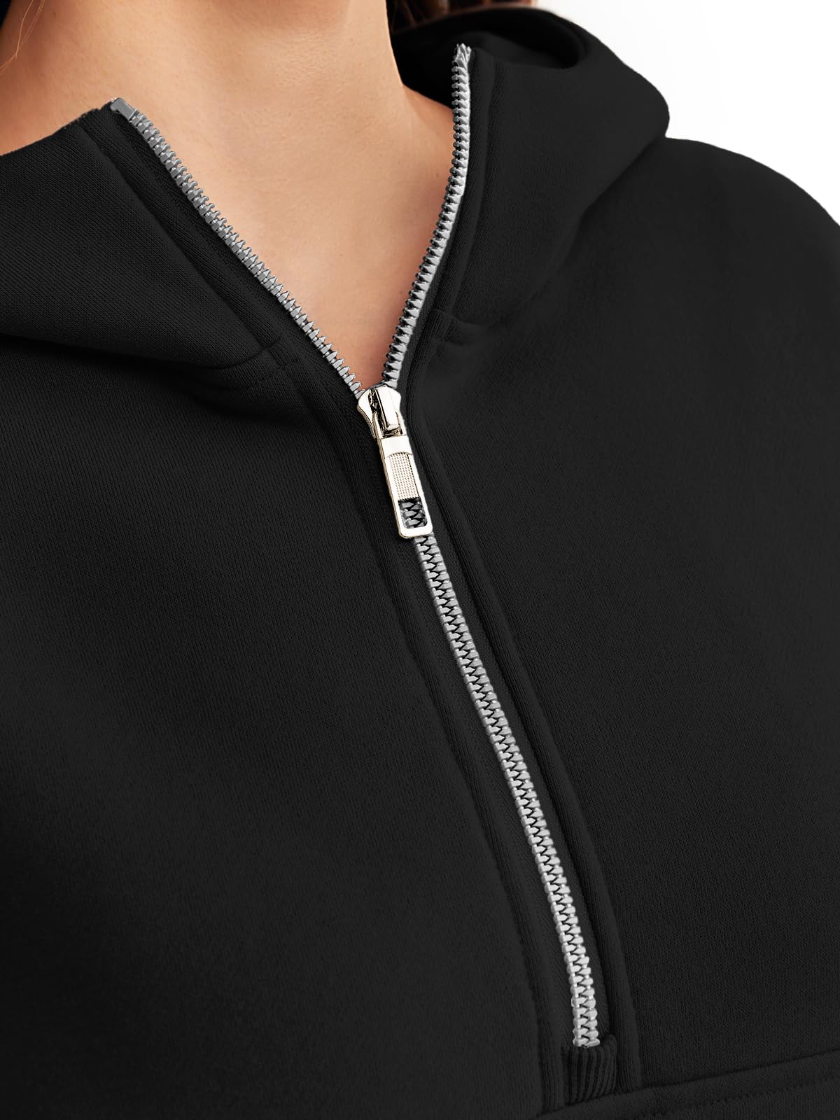 Trendy Queen Womens Oversized Sweatshirts Hoodies Half Zip Pullover Quarter Zip Pullover Fall Outfits Fashion Clothes 2024 Long Sleeve Fleece Winter Sweaters Jackets Y2k Cute Teen Girls Black