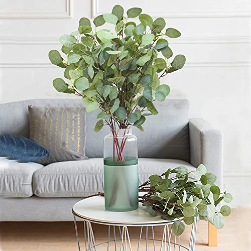 XHXSTORE 3Pcs Artificial Greenery Stems Fake Greenery Eucalyptus Leaf Artificial Silver Dollar Eucalyptus Stem Branch for Party Wedding Garden Home Office Outdoor Indoor Decor