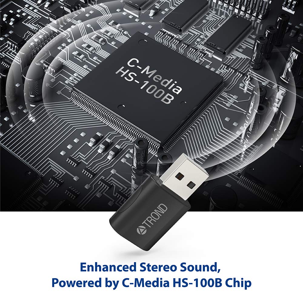 TROND External USB Audio Adapter Sound Card with One 3.5mm Aux TRRS Headphone Jack for Integrated Audio Out & Microphone in for Windows/Mac/Linux/PC/Laptop/Desktop/PS5/PS4, Do Not Work for TV or Car